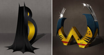 Designer Creates Typographic Logos Of Superheroes Using Their Faces And ...